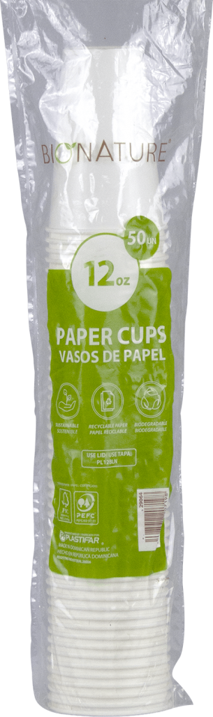 12oz White Paper Cup BIONATURE – Plastifar