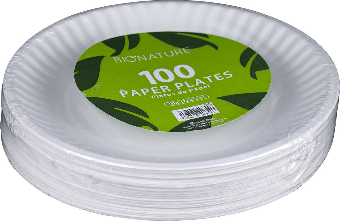 9″ Uncoated Paper Plate BIONATURE – Plastifar