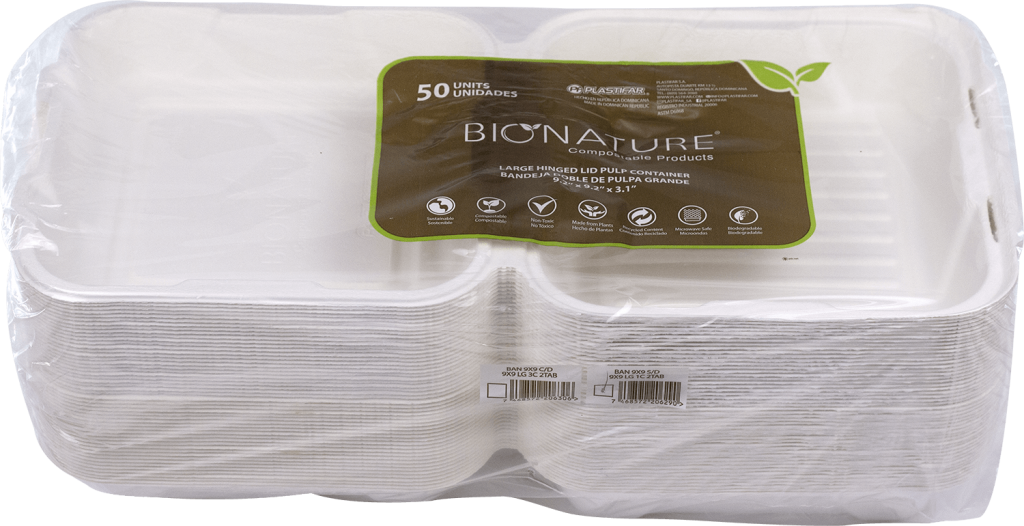 9X9 1C-COMPOSTABLE HINGED LID CONTAINER – Plastifar
