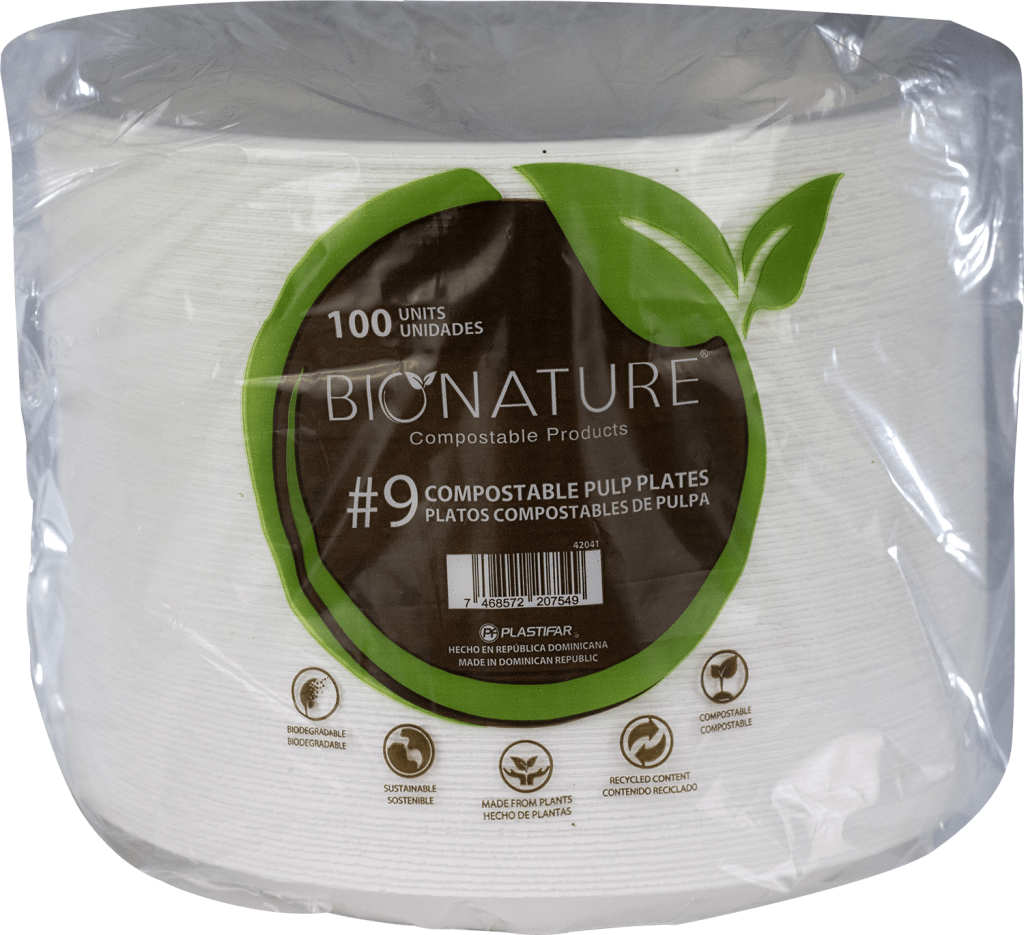 9″ Paper Pulp Plate BIONATURE (40016) – Plastifar