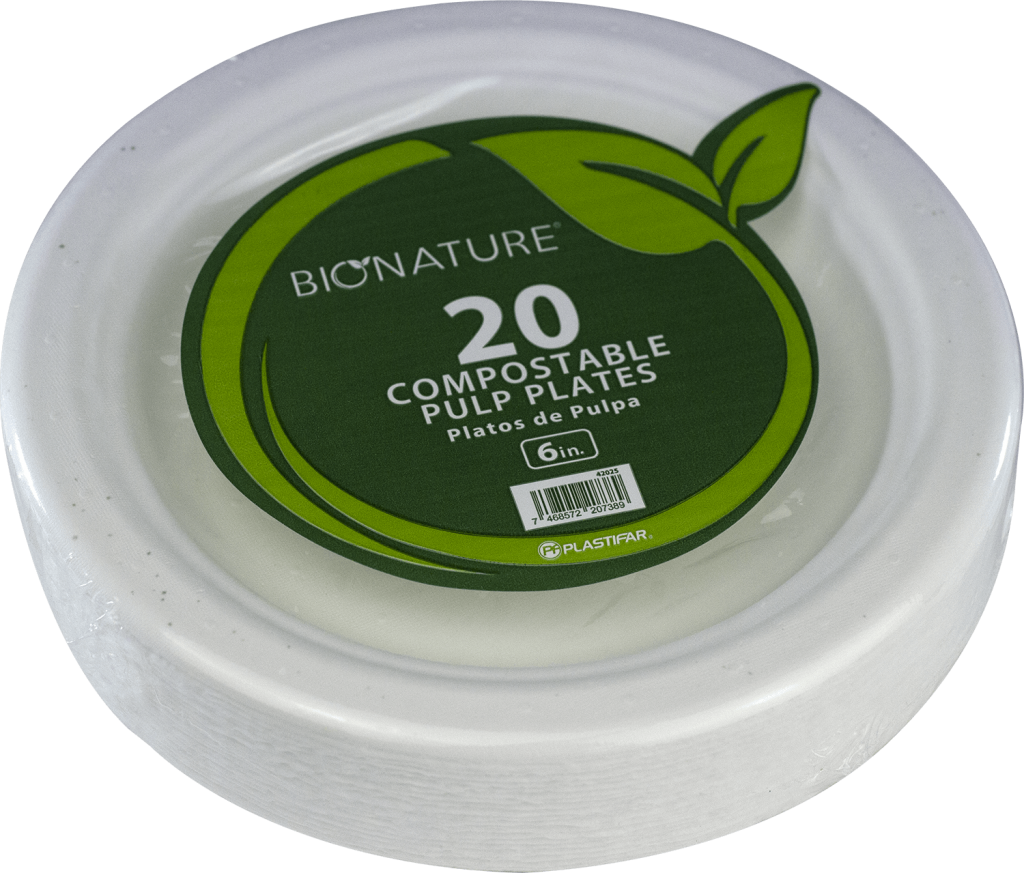 6″ Paper Pulp Plate BIONATURE (40018) – Plastifar